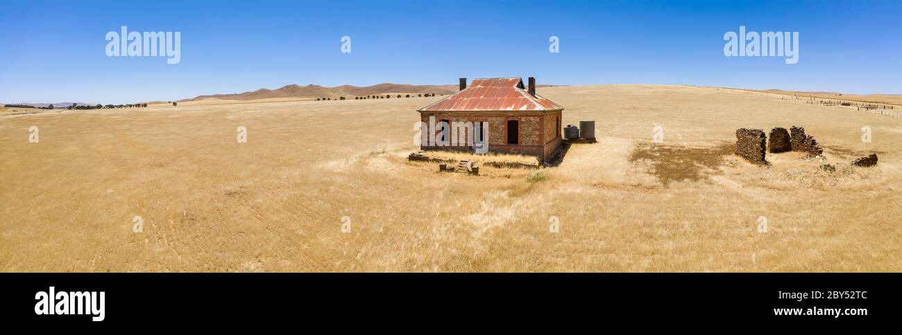 Aerial panoramic view of the iconic Burra homestead in South Australia ...
