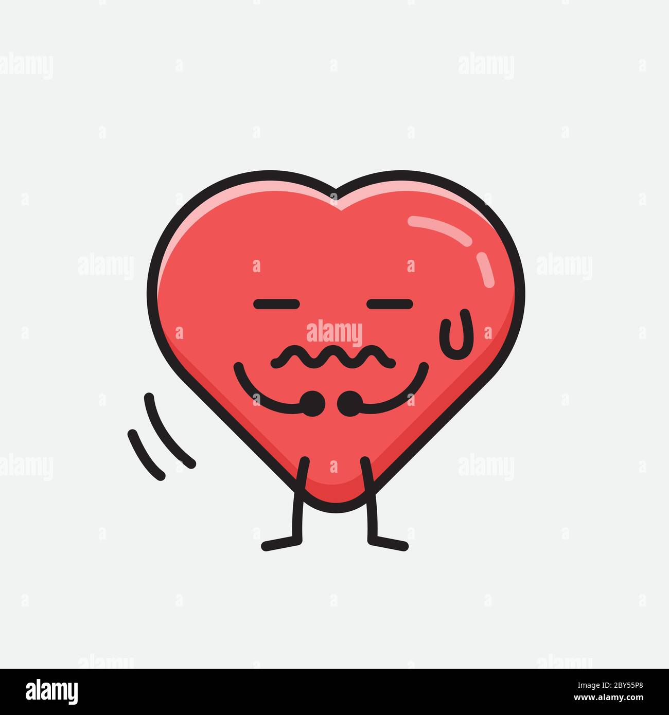 An illustration of Cute Red Heart Mascot Vector Character in Flat ...