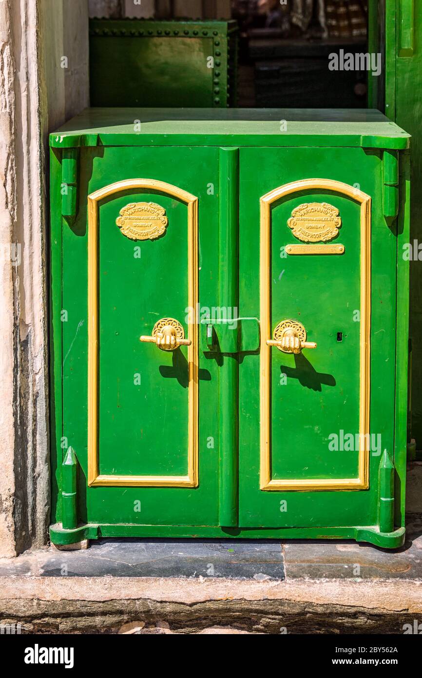 Old green safe India at Udaipur, India Stock Photo - Alamy