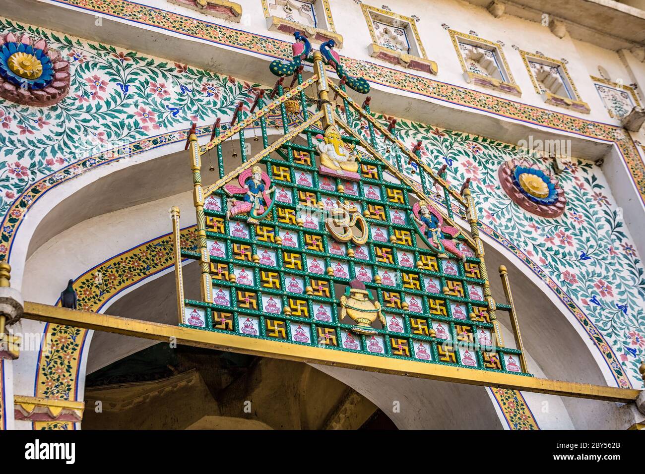 Colorful gate with Hindu signs at Udaipur, India Stock Photo - Alamy