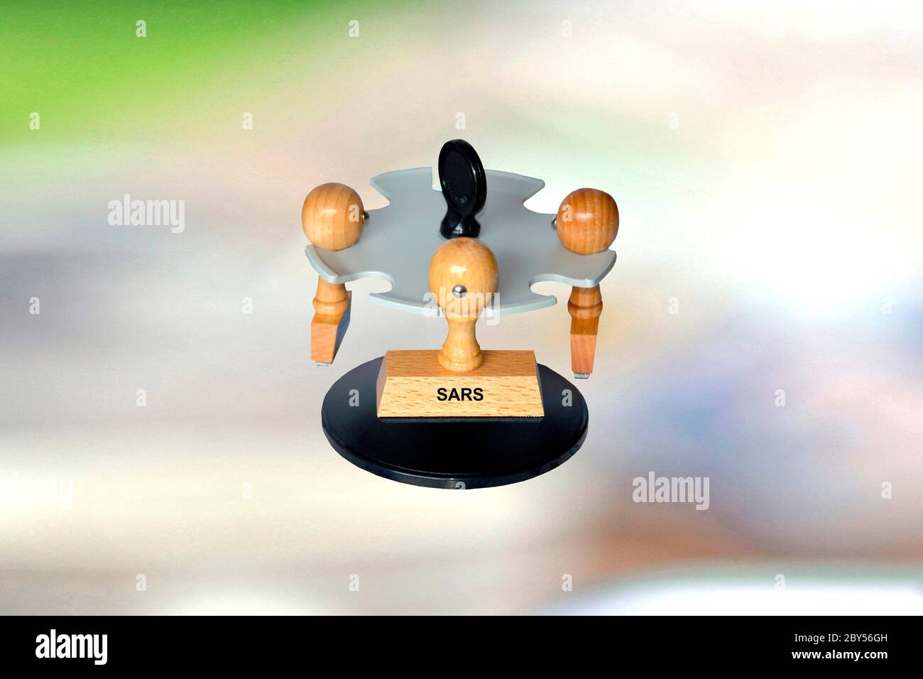 stemp at a stamp rack with the lettering Sars, composing Stock Photo ...