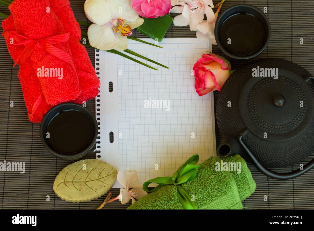 asian tea and spa settings Stock Photo - Alamy