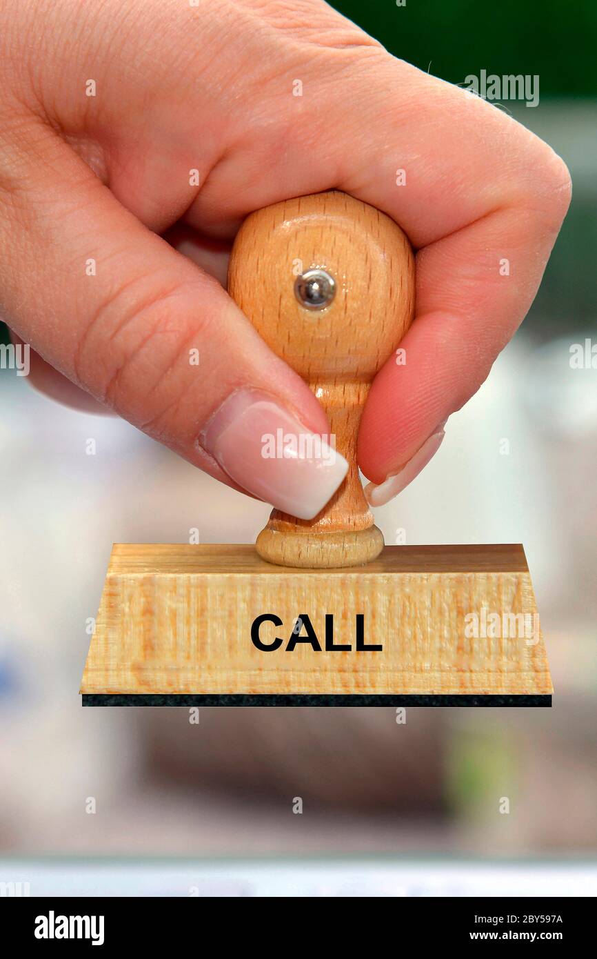 hand with stamp lettering Call Stock Photo - Alamy