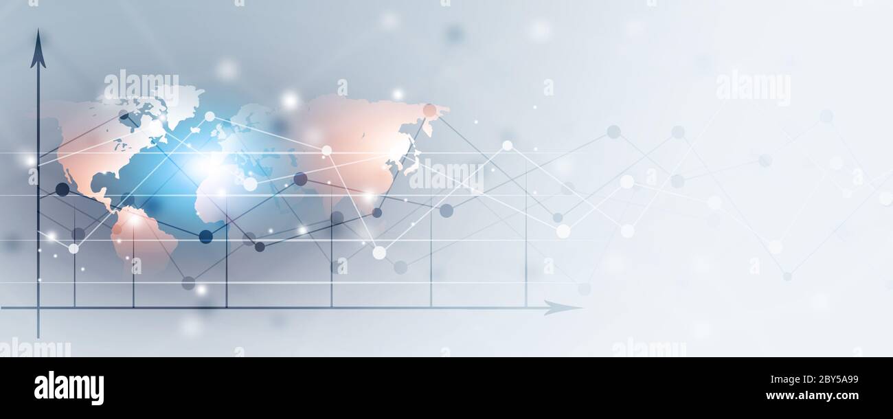 finance market diagram on world map business banner Stock Photo - Alamy