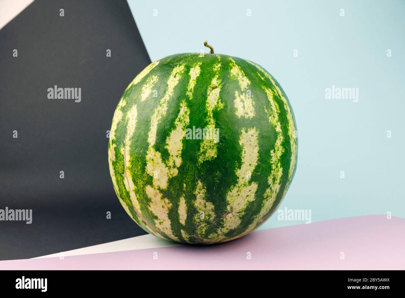 Watermelon on natural color background. Whole watermelon on pastel ...