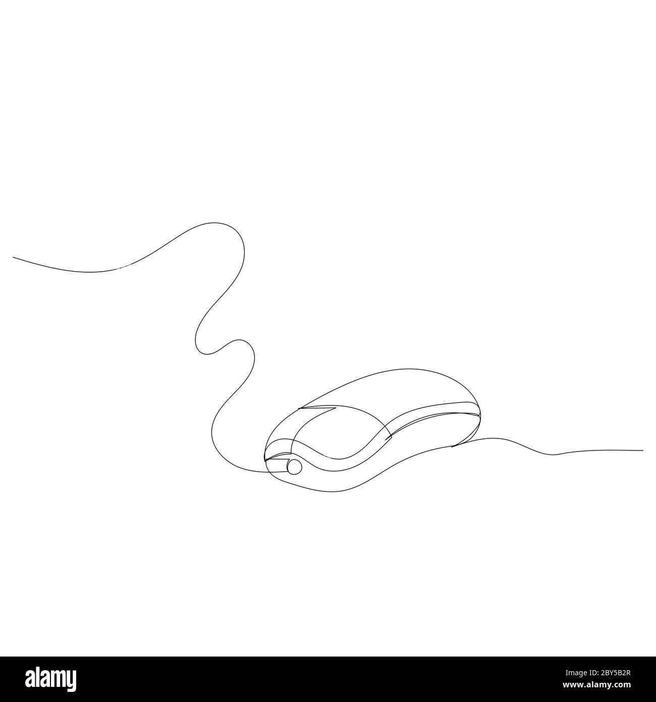 vector, white background, continuous line drawing of a computer mouse ...