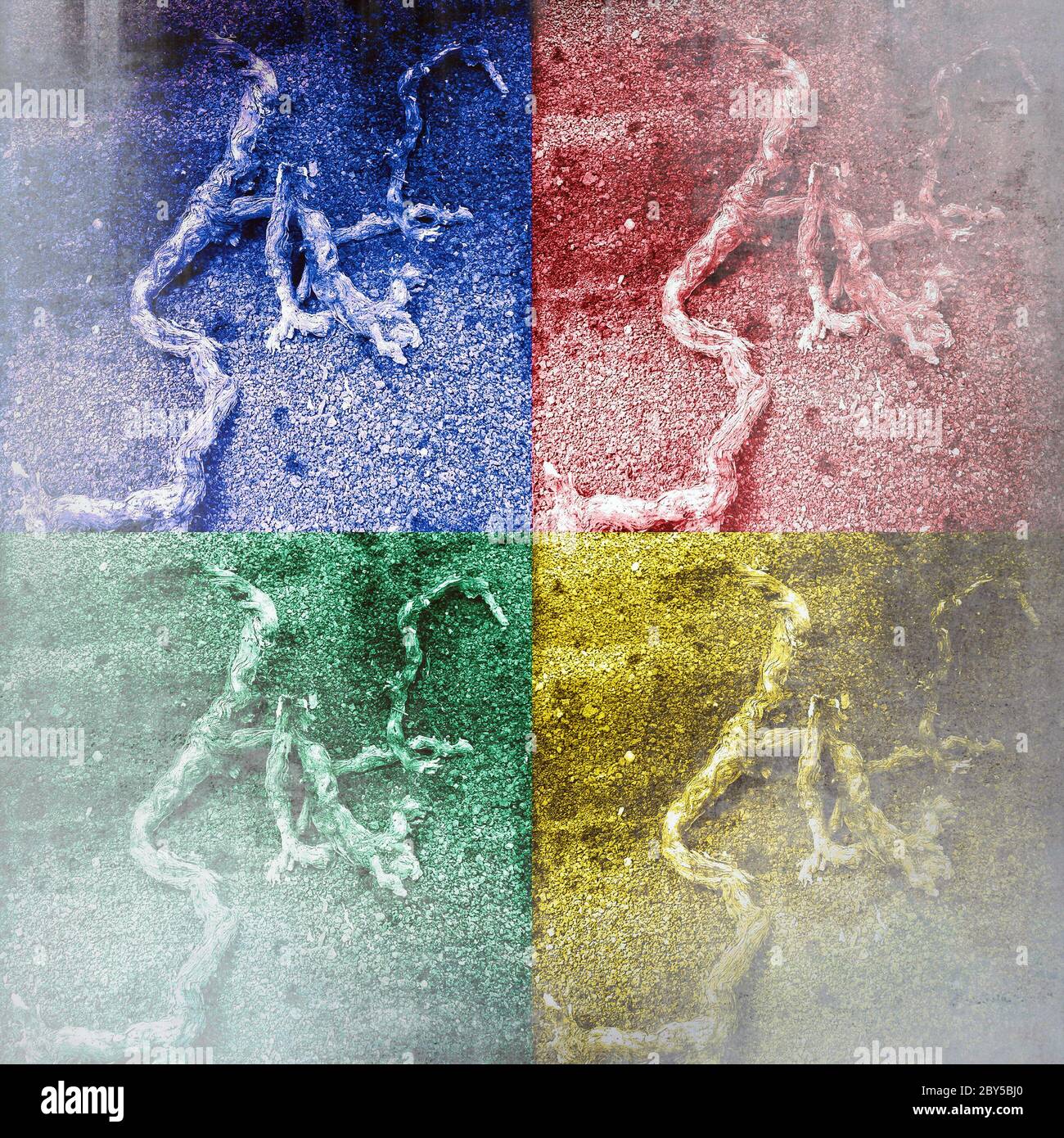 Four-color root collage with texture Stock Photo - Alamy