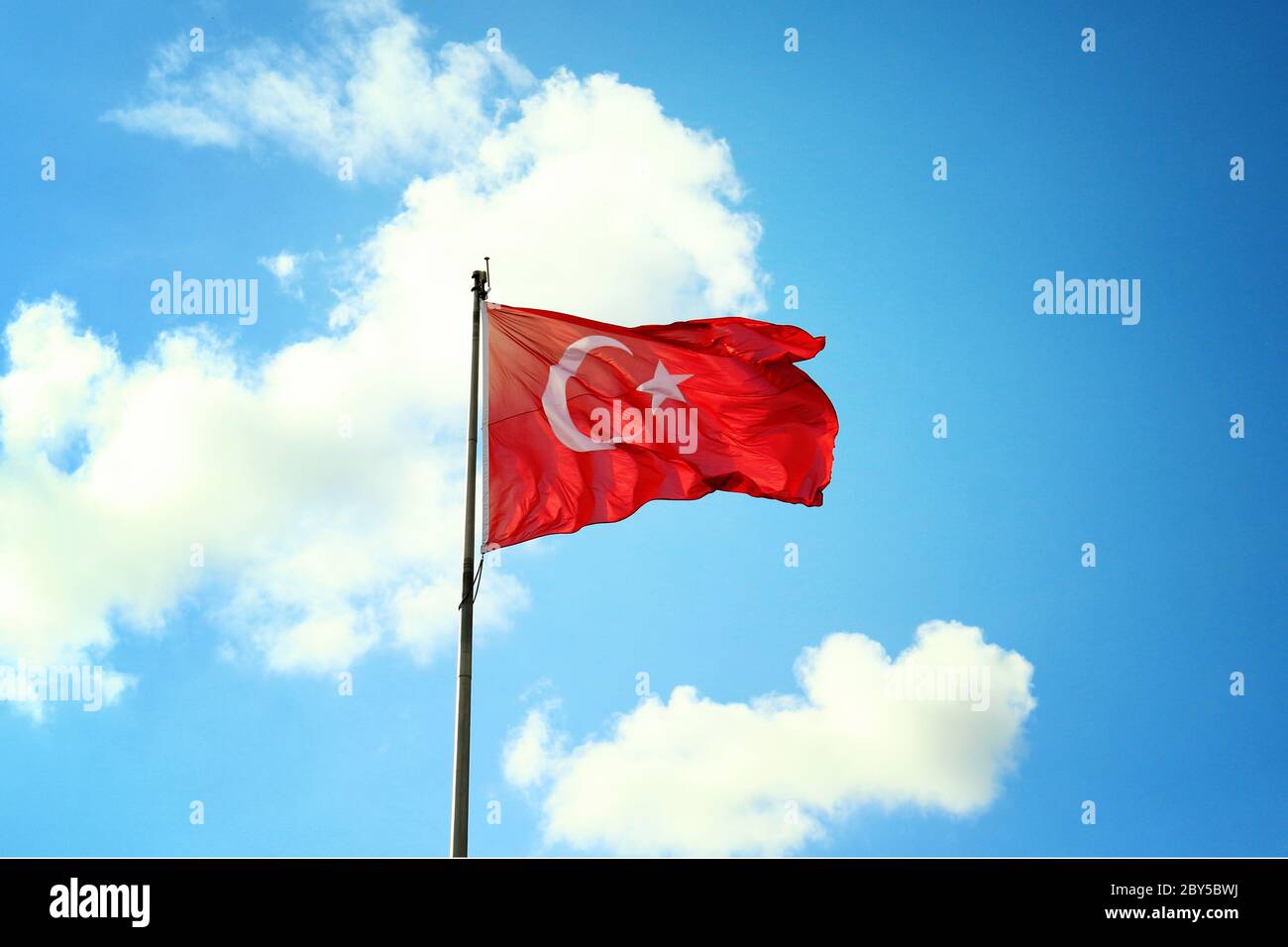 Turkish flag waving in the sky Stock Photo - Alamy