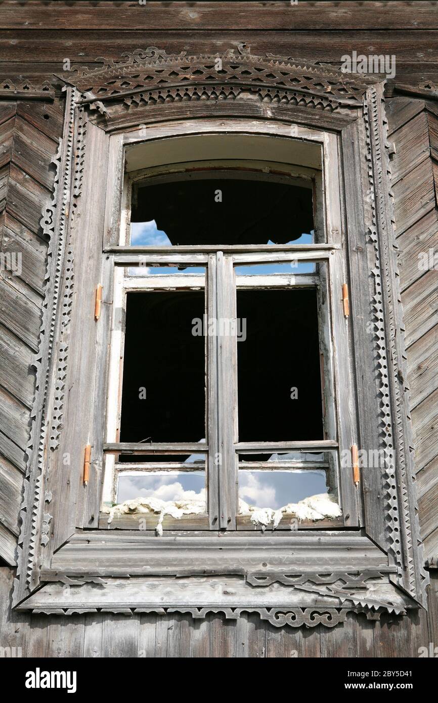 old-time window with splinter flow Stock Photo - Alamy