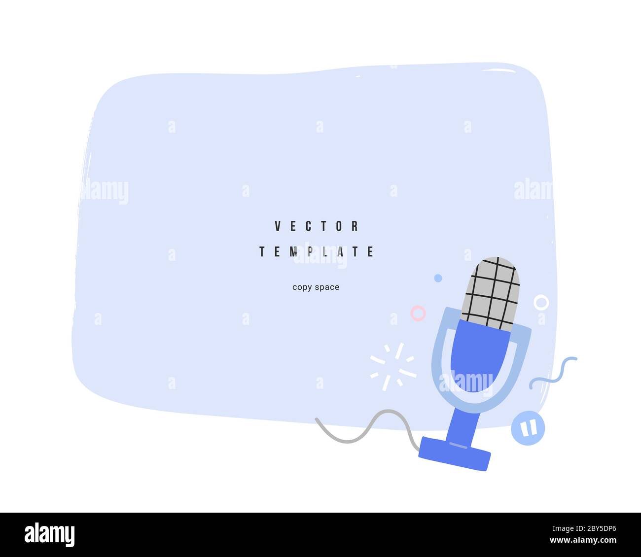 Blank hand drawn template with microphone, copy space banner for your ...