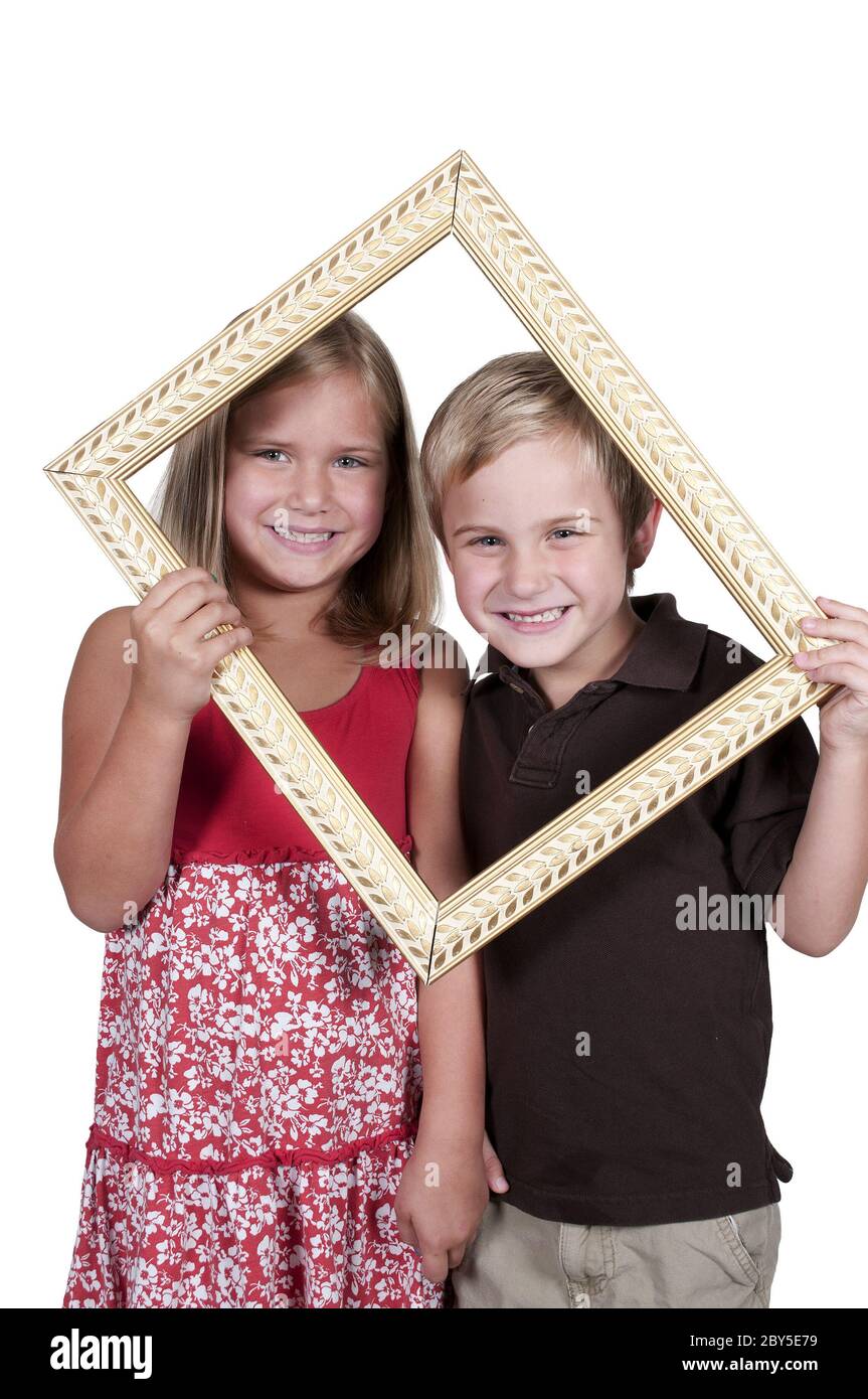 Kids in a Frame Stock Photo - Alamy