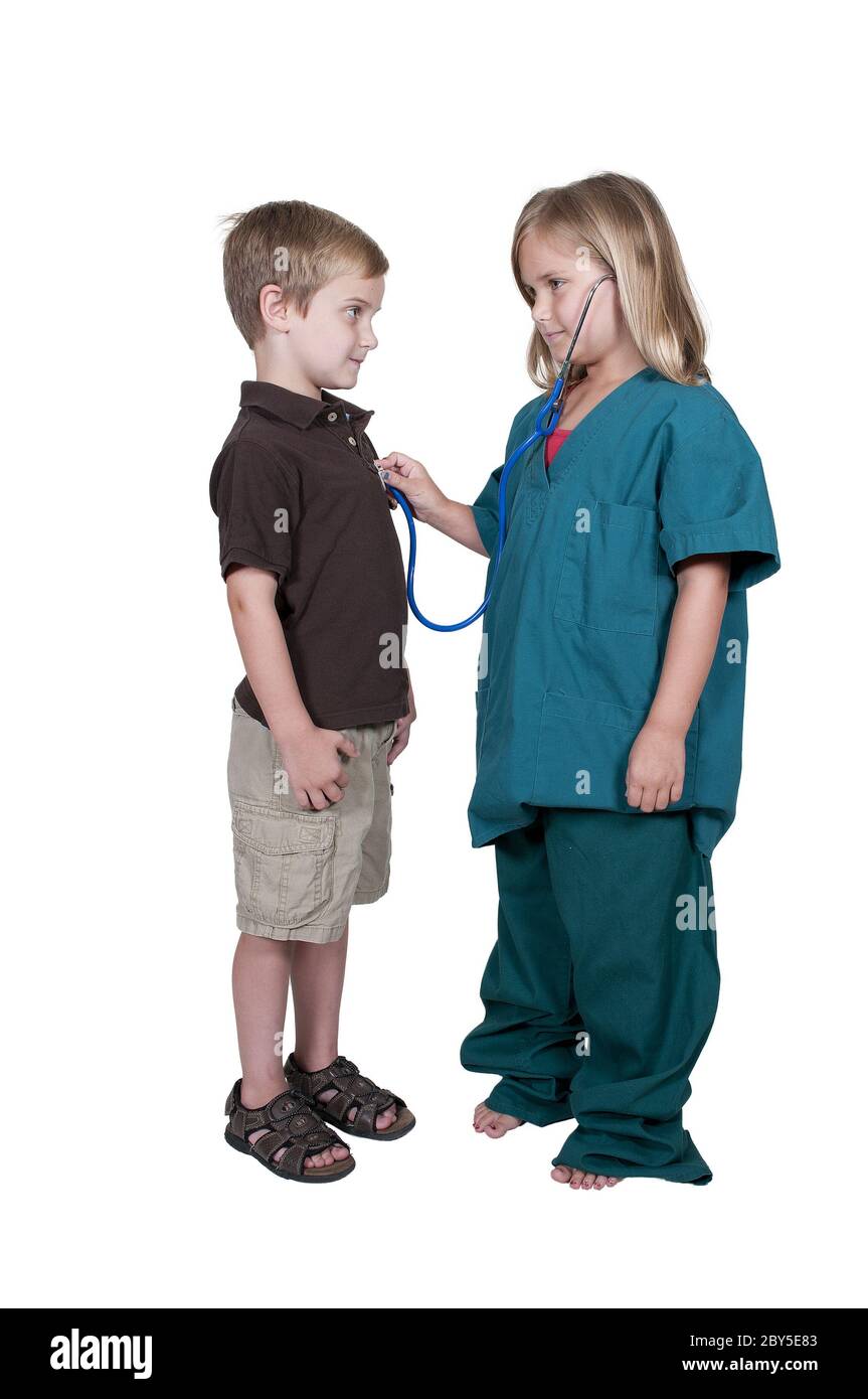 Little girl playing doctor Cut Out Stock Images & Pictures - Alamy