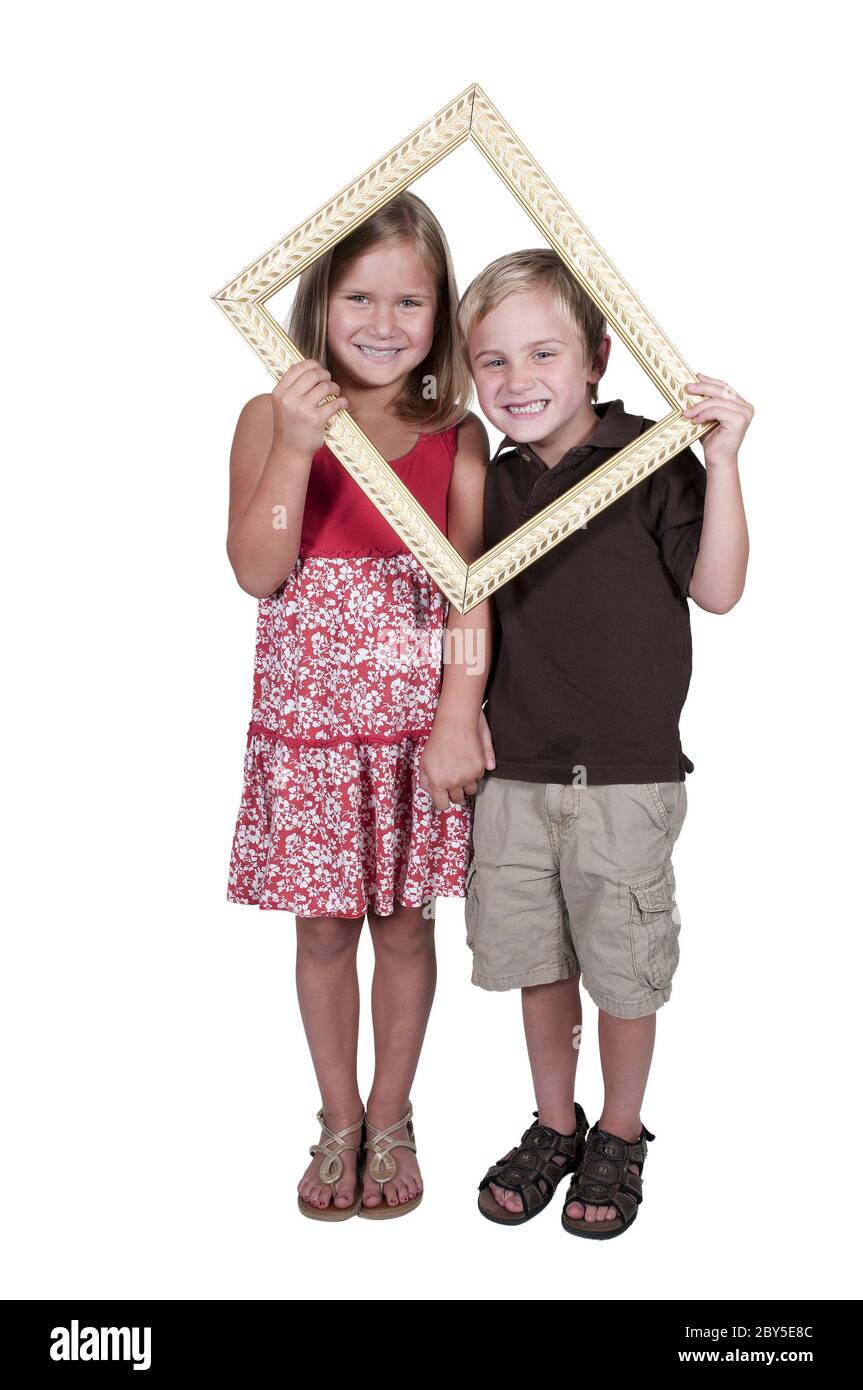 Kids in a Frame Stock Photo - Alamy
