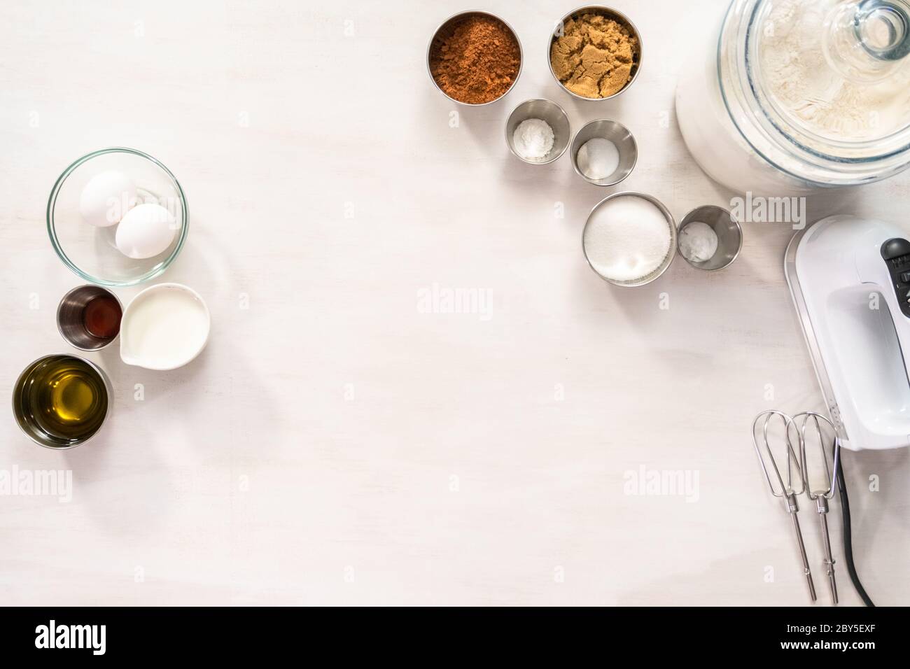 Flat lay. Ingredients for making chocolate unicorn cupcakes Stock Photo ...