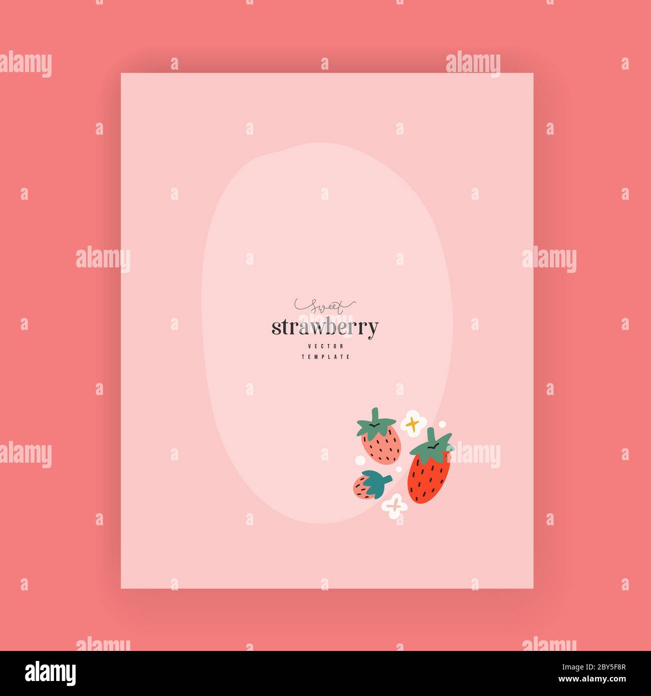 Strawberry card template, modern vertical template design with copy ...