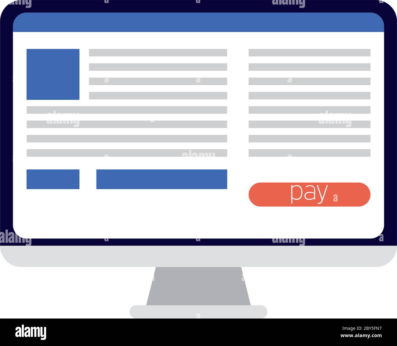 business online ecommerce in desktop with pay button vector illustration design Stock Vector ...