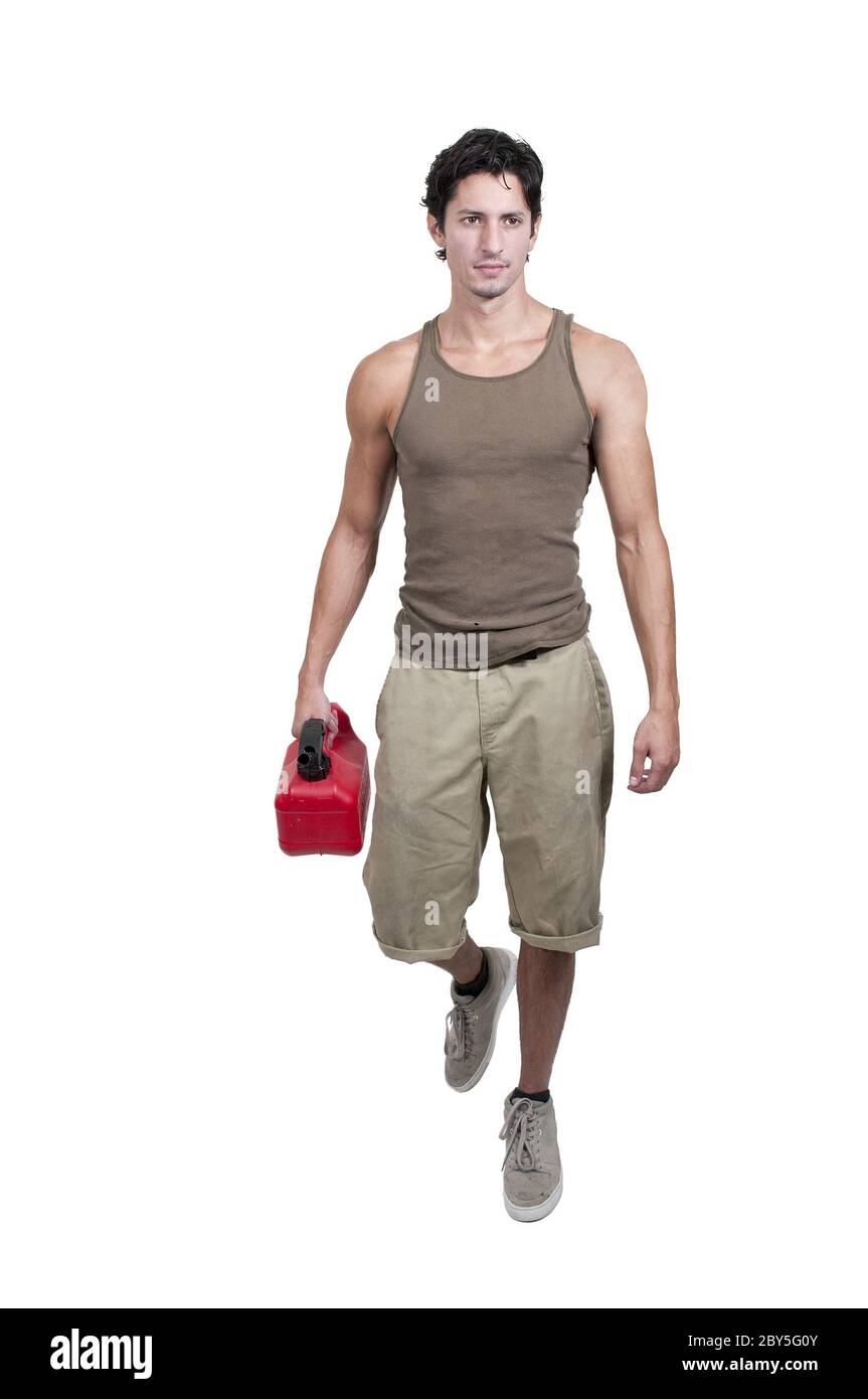 Man with Gas Can Stock Photo - Alamy