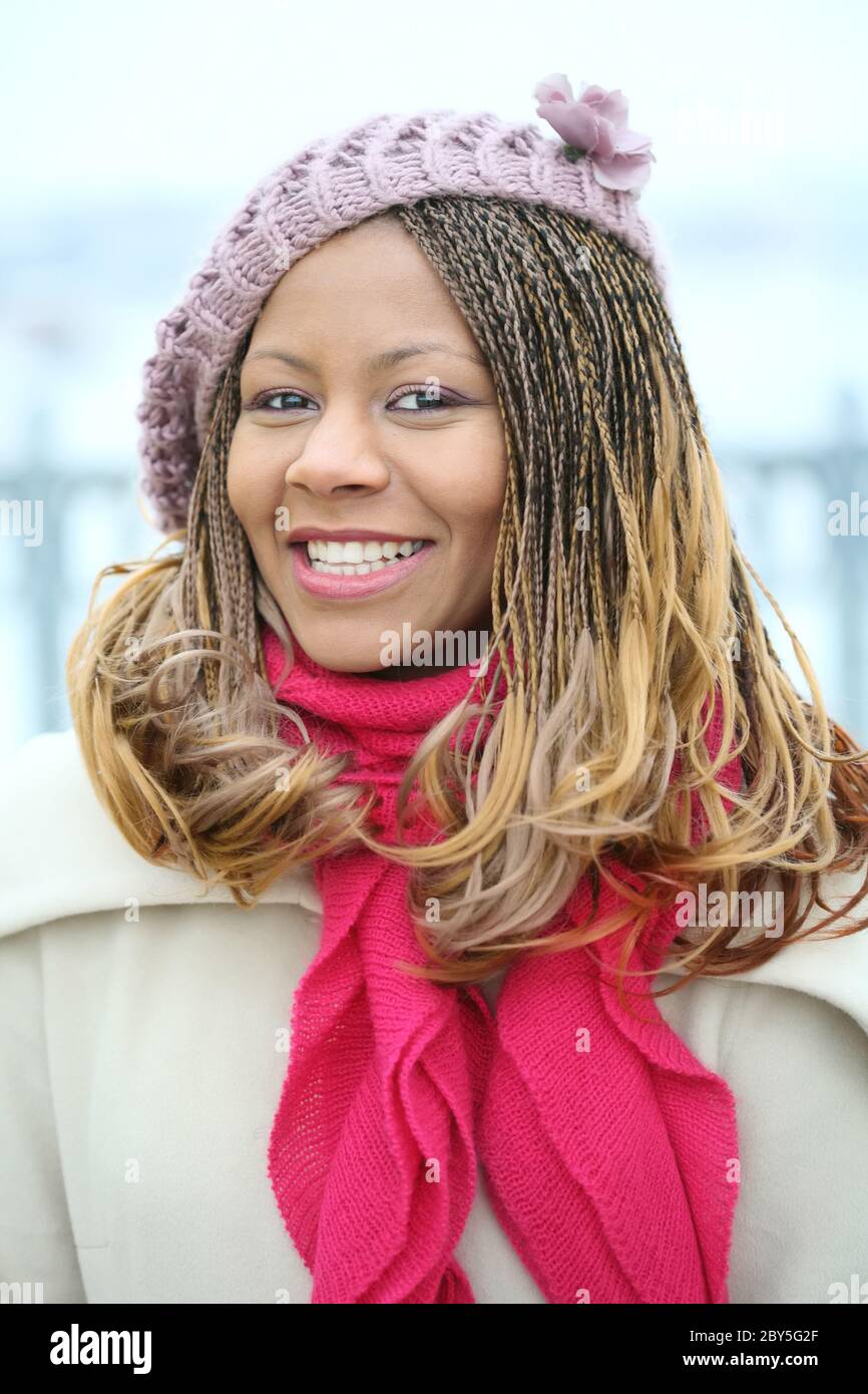 young woman in warm clothes Stock Photo - Alamy