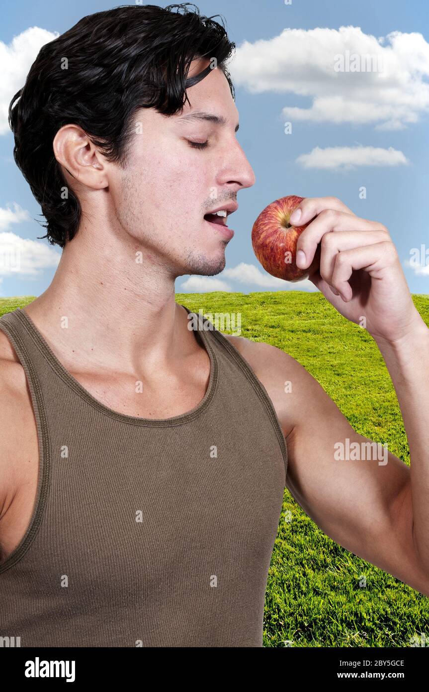 Man Eating an Apple Stock Photo - Alamy