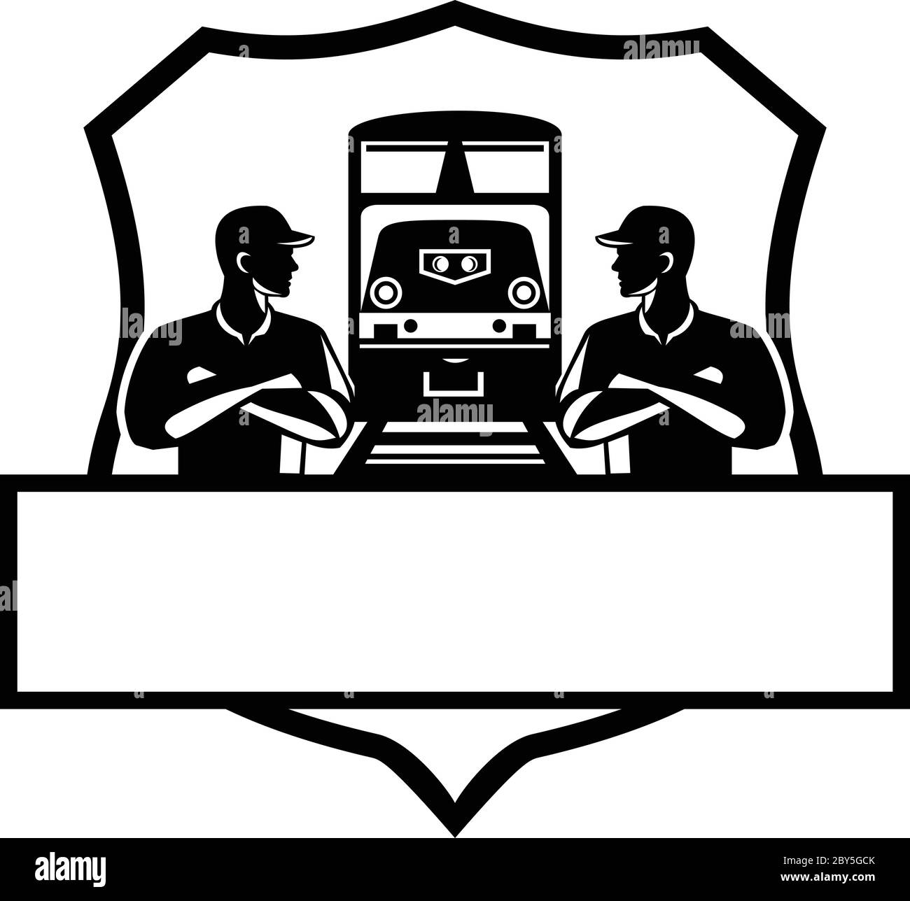 Illustration of train engineers with arms crossed looking at each other ...