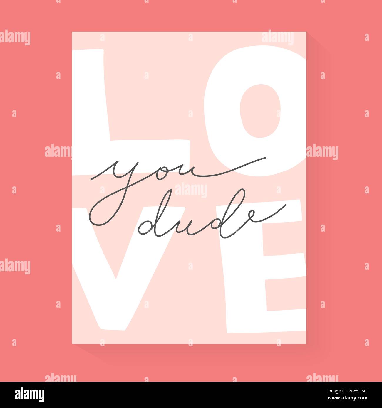 Love you, dude romantic card for boyfriend with handwritten lettering ...