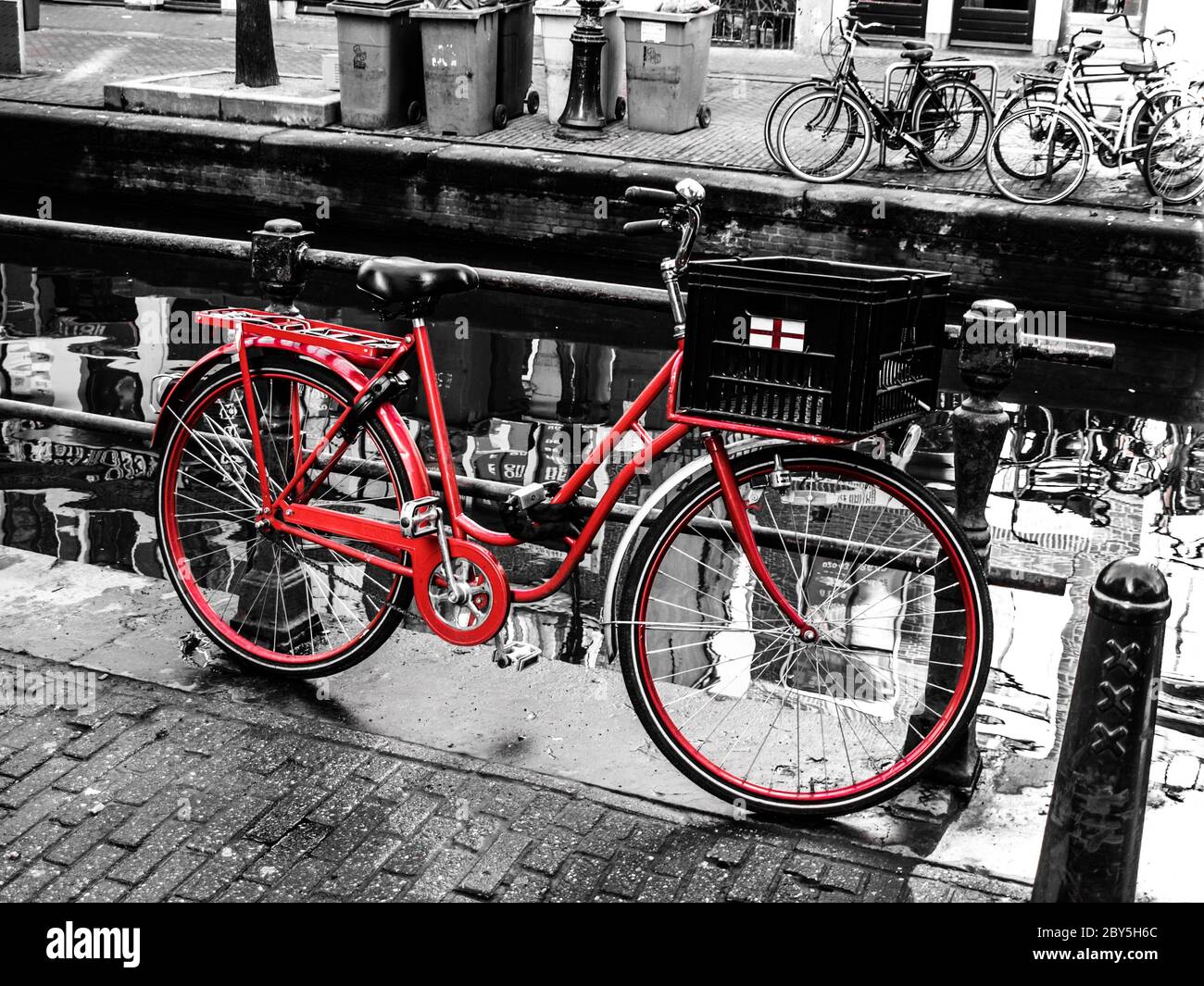 Red bicycle in Amsterdam (Netherlands Stock Photo - Alamy