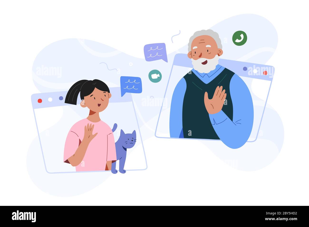 Family video conference communication Cut Out Stock Images & Pictures ...