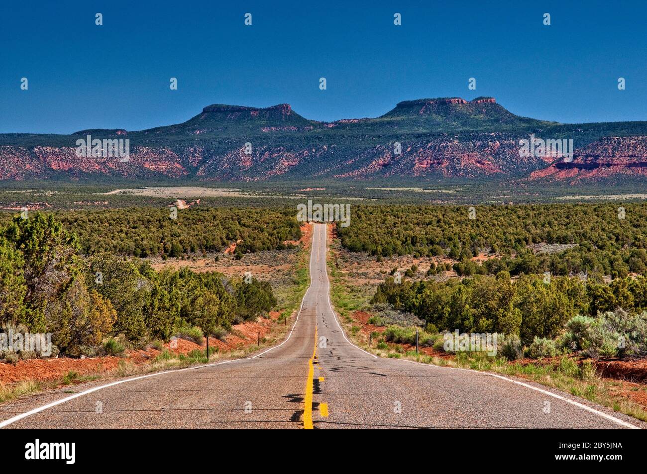 Bears Ears plateaus seen from Moki Dugway (Highway 261) at Cedar Mesa ...