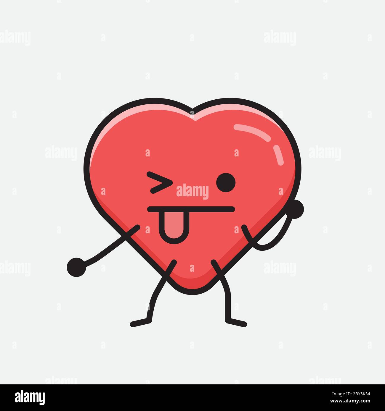 An illustration of Cute Red Heart Mascot Vector Character in Flat ...