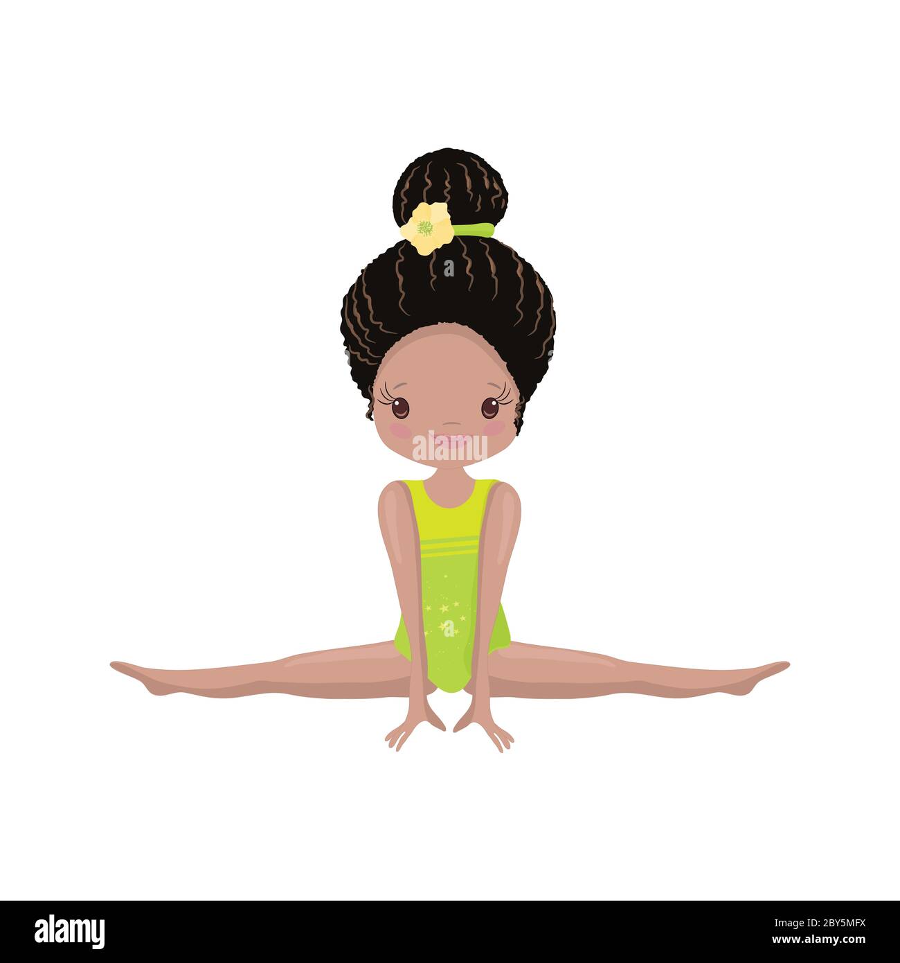 Clipart Cute African American Girl Gymnast Gym Stock Vector Image & Art ...