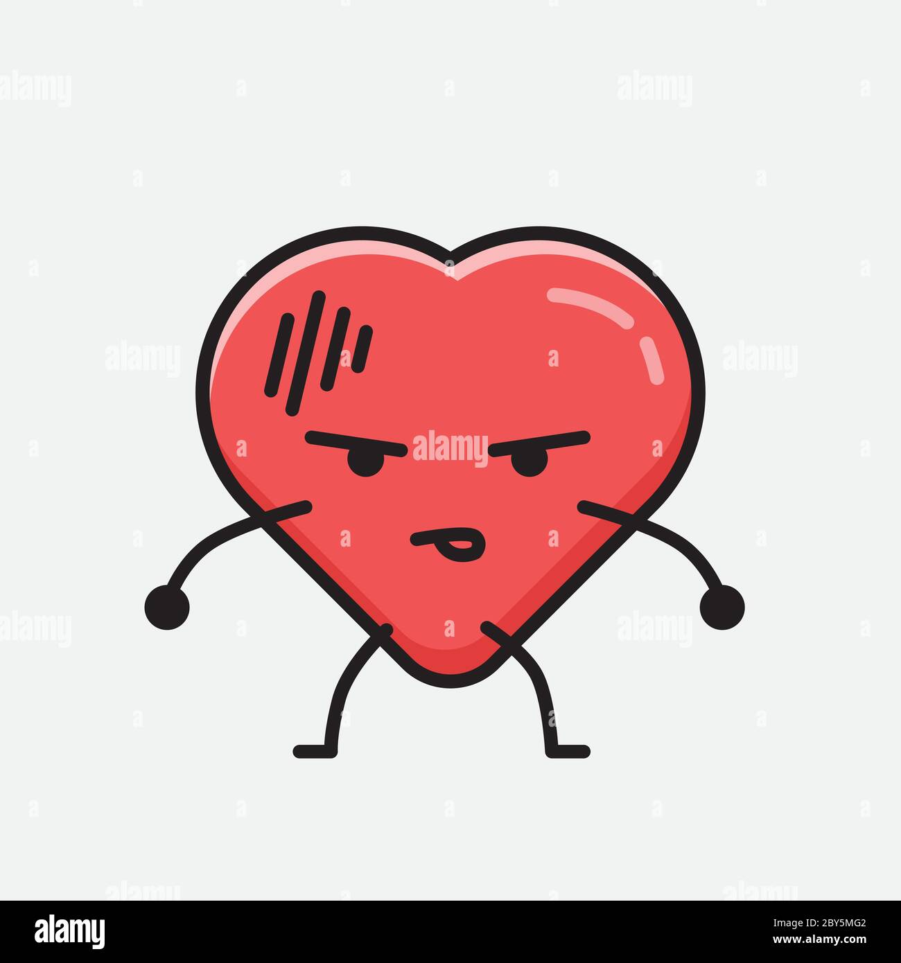 An illustration of Cute Red Heart Mascot Vector Character in Flat ...
