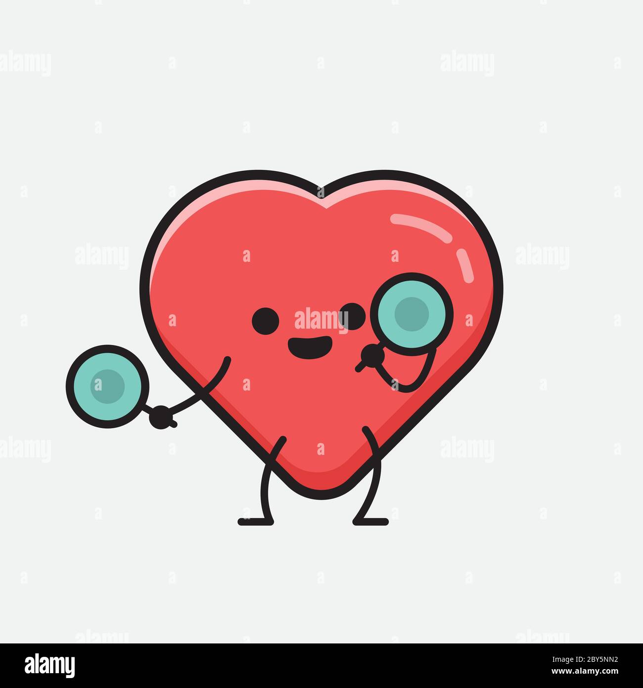 An illustration of Cute Red Heart Mascot Vector Character in Flat ...