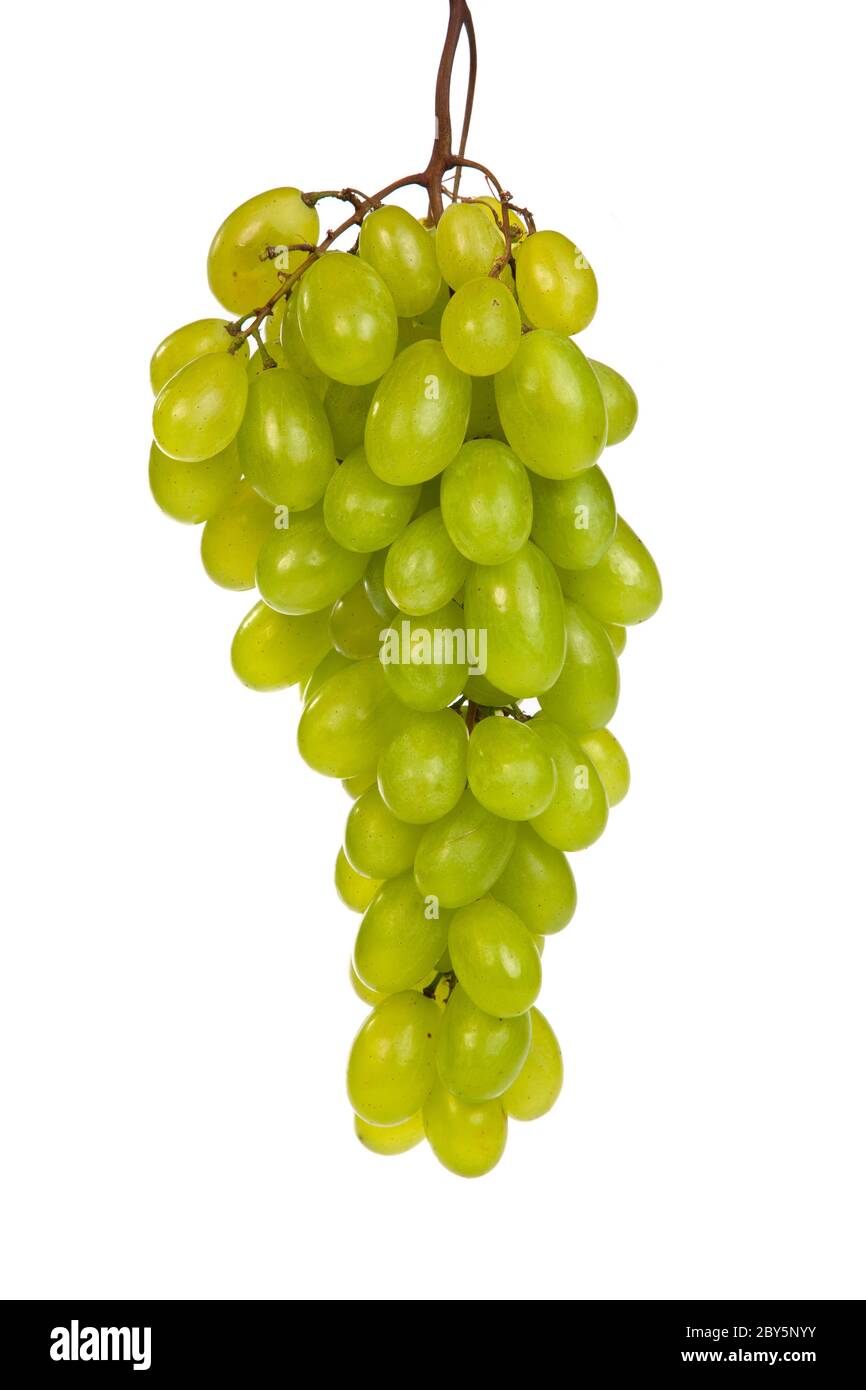 Bunch of Green Grapes laying isolated Stock Photo - Alamy