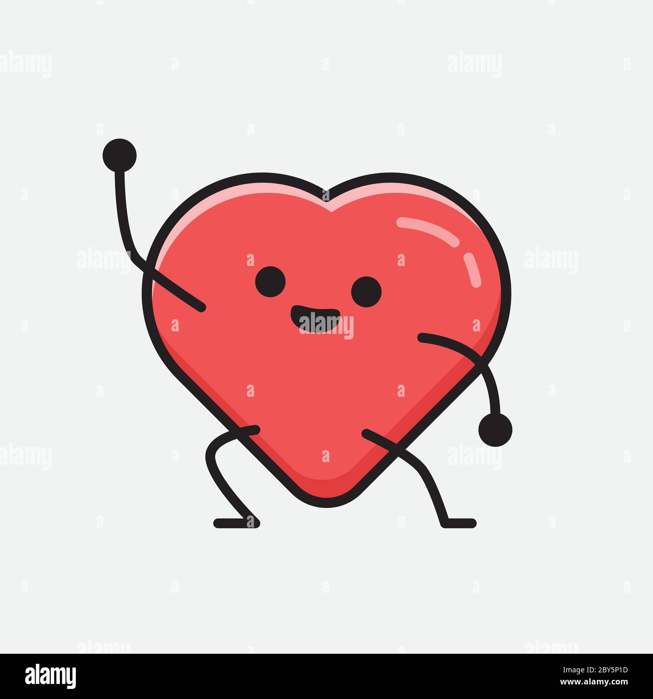 An illustration of Cute Red Heart Mascot Vector Character in Flat ...