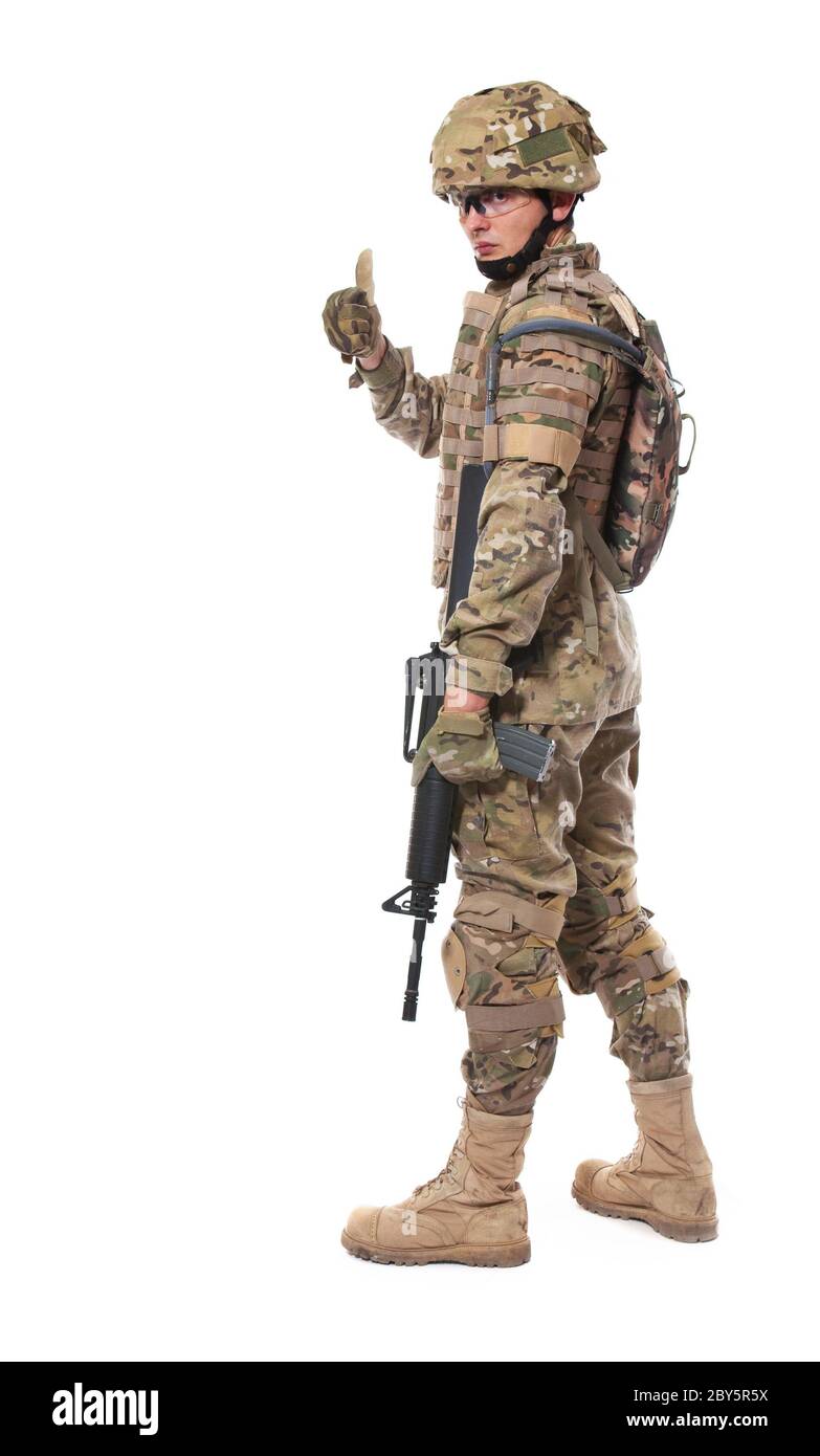 Modern soldier with rifle Stock Photo - Alamy