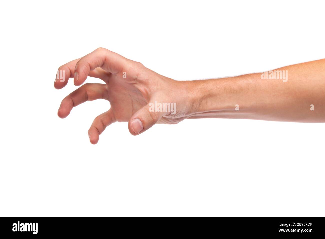 Male hand reaching for something on white Stock Photo - Alamy