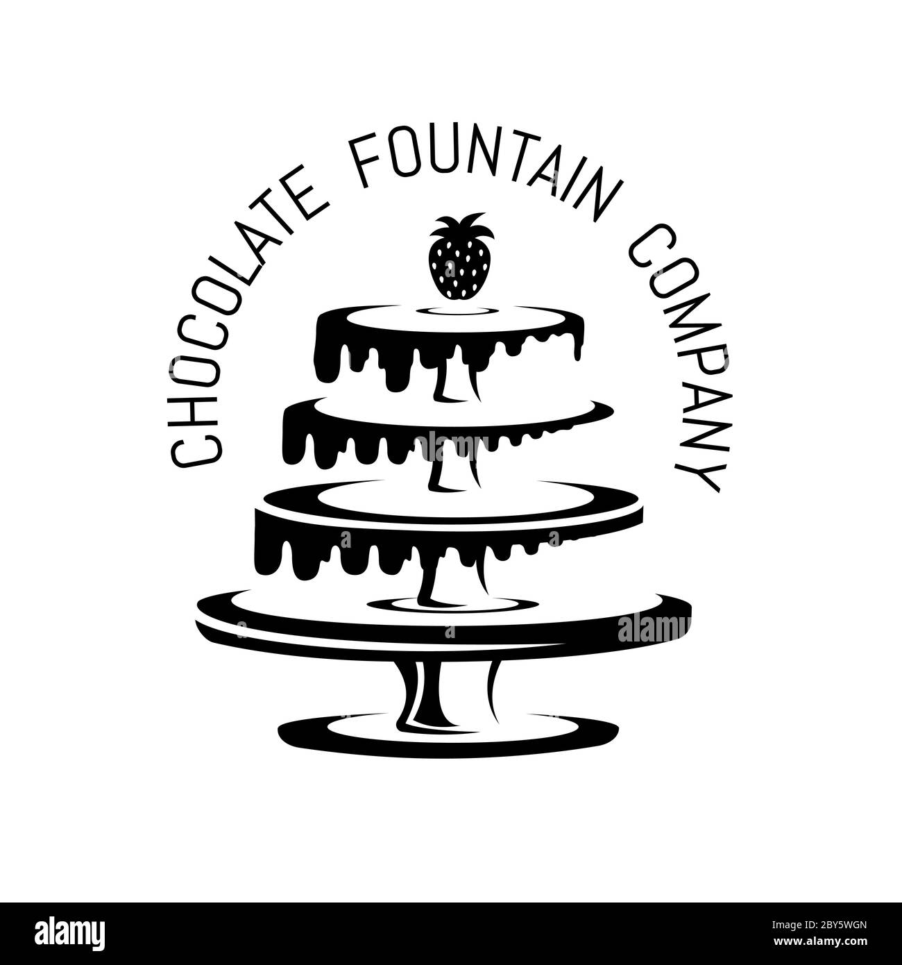 Chocolate Fountain Logo Chocolate Fountain And Strawberry Color Icon.