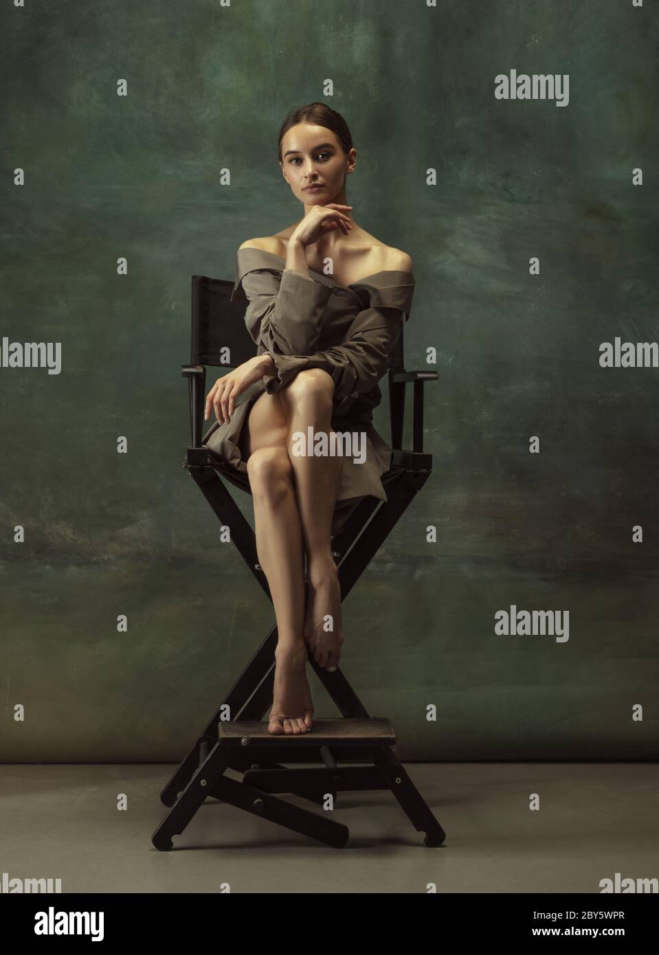 Beautiful portrait. Graceful classic ballerina dancing, posing isolated ...