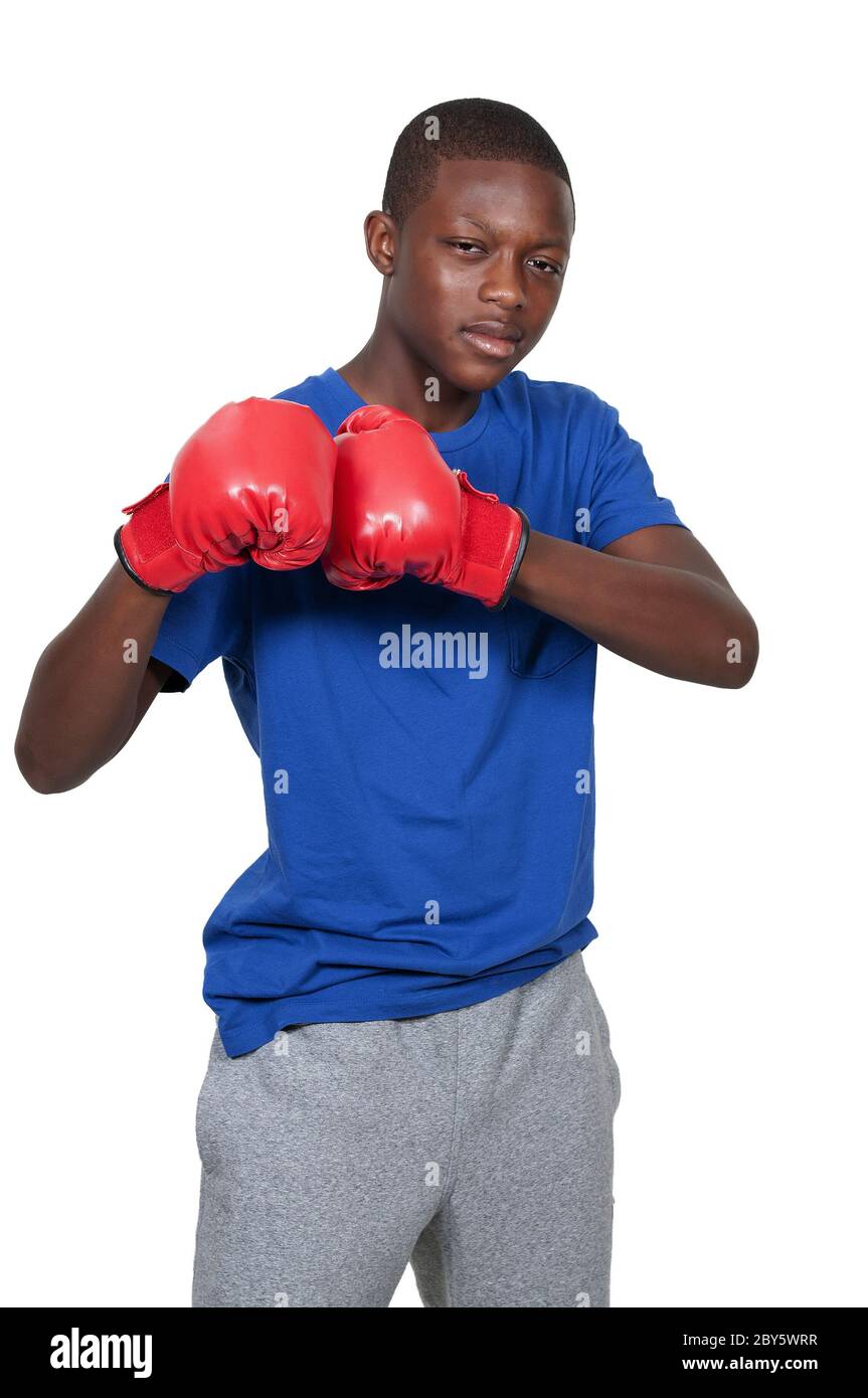 Black Teenage Boxer Stock Photo - Alamy