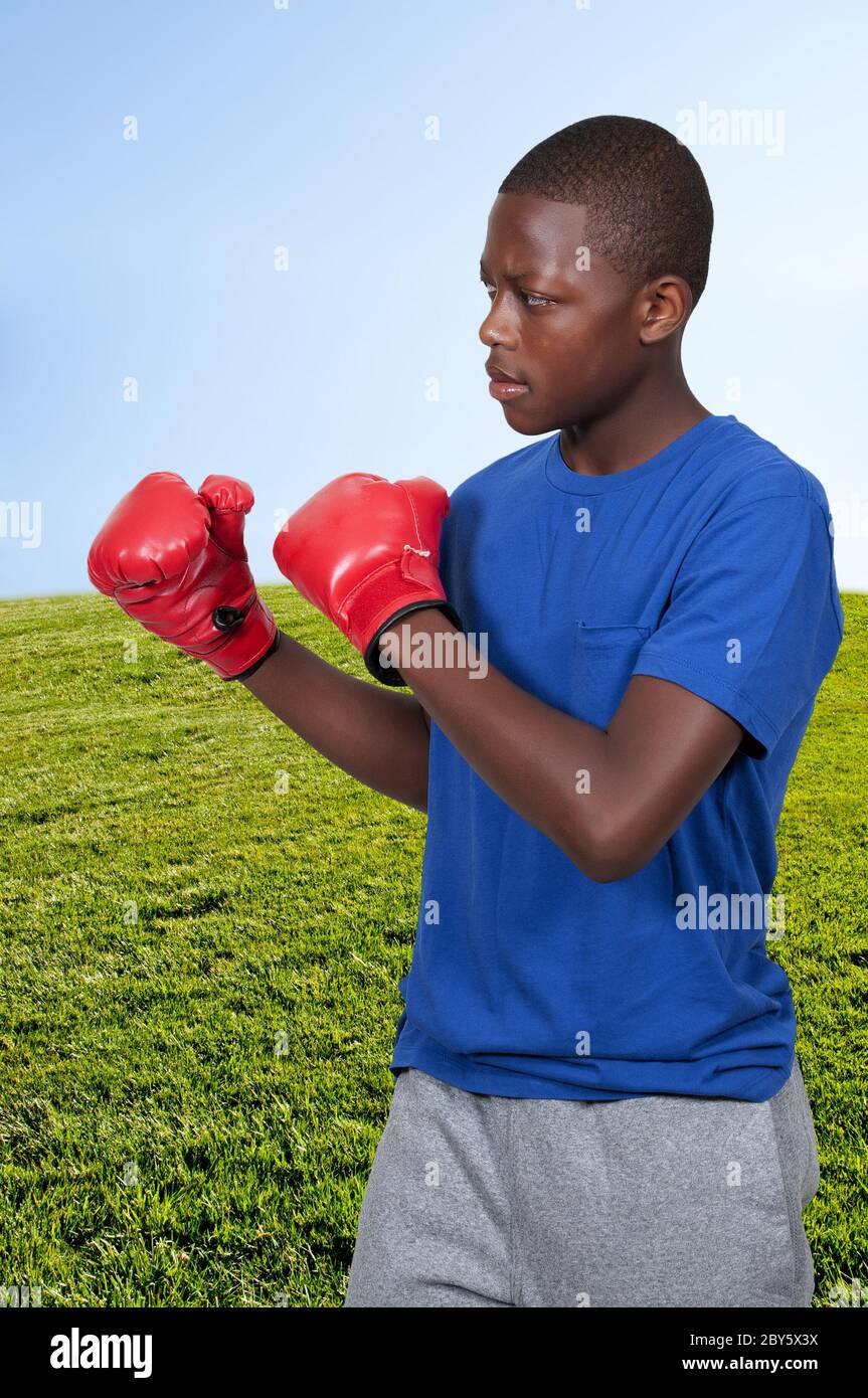 Black Teenage Boxer Stock Photo - Alamy