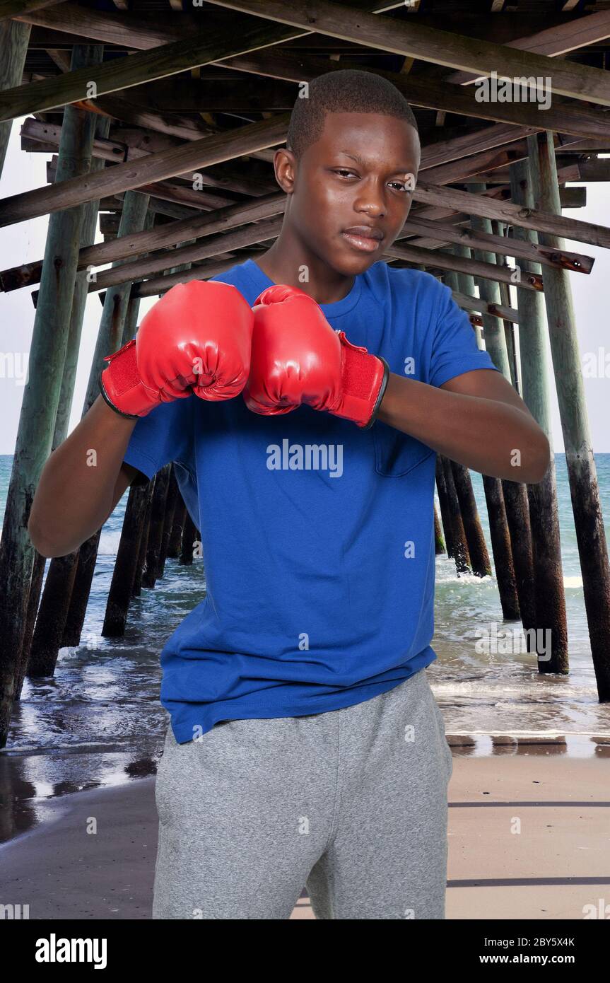 Black Teenage Boxer Stock Photo - Alamy
