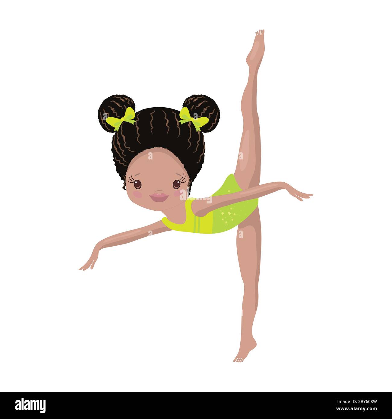 Clipart Cute African American Girl Gymnast Gym Stock Vector Image & Art ...