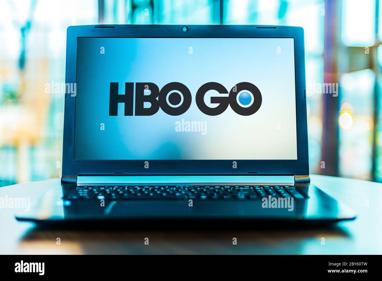 POZNAN, POL - MAR 26, 2020: Laptop computer displaying logo of HBO Go ...
