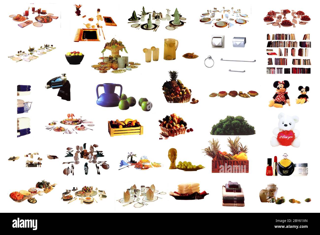 illustration of isolated set of food on white background Stock Photo ...