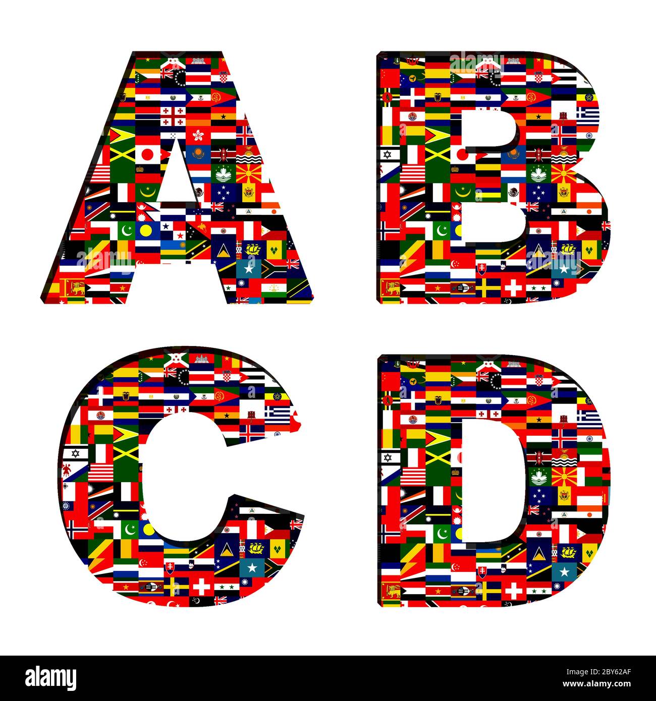 National flags of font Stock Photo - Alamy