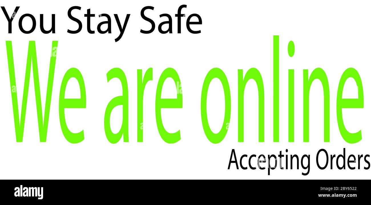 2D Vector of We are Online with green text on white background Stock ...