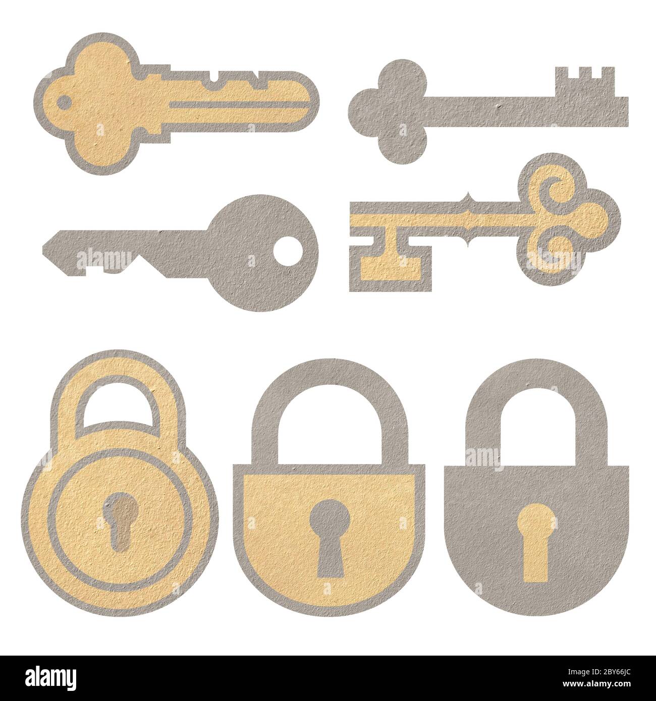 Retro key on paper card isolated on white background Stock Photo - Alamy