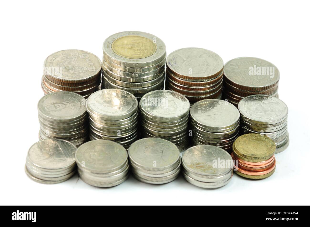 Coin stack isolated on white background Stock Photo - Alamy