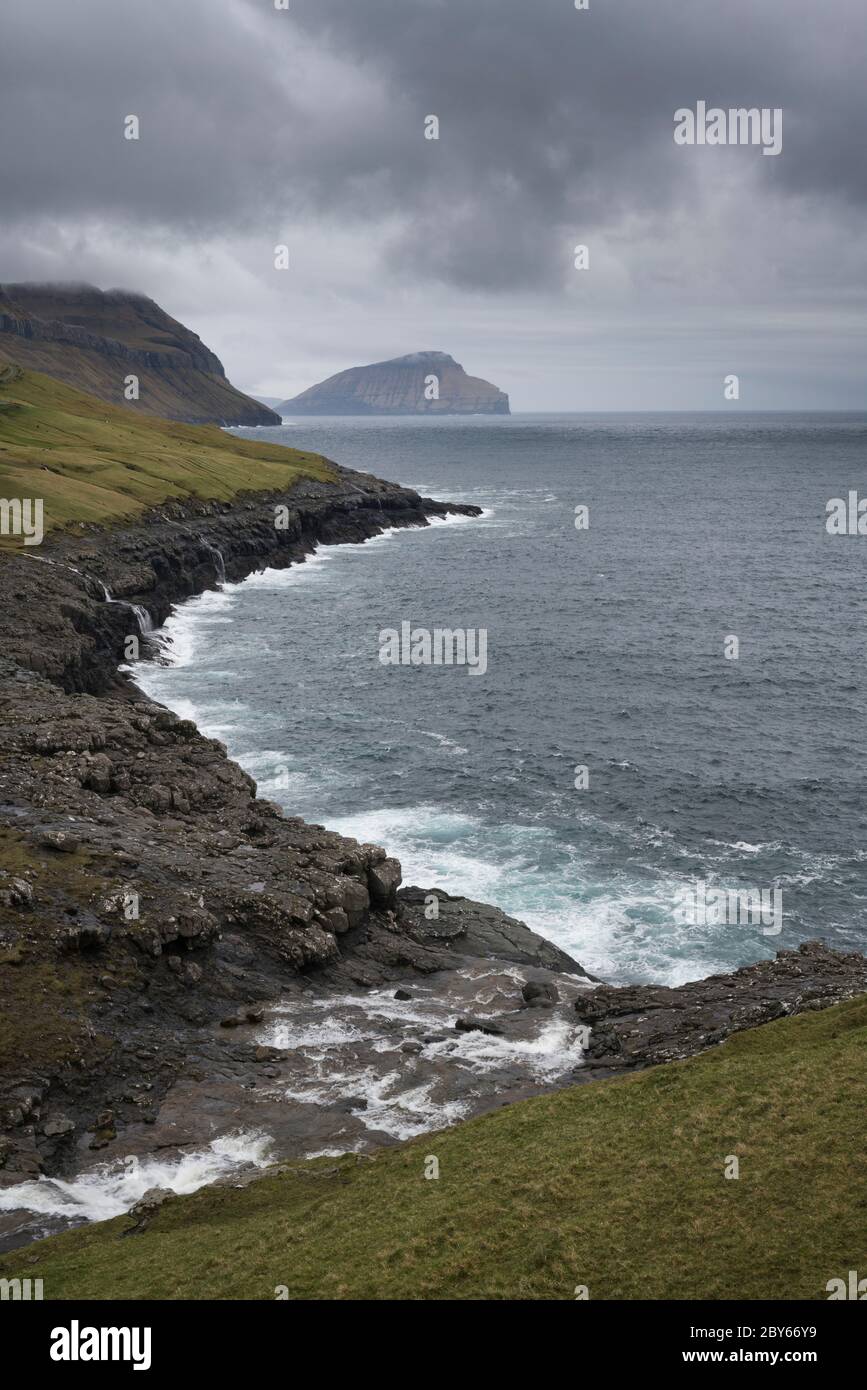 Classic Faroe Islands Scenery With Towering Cliffs Islands Mountains
