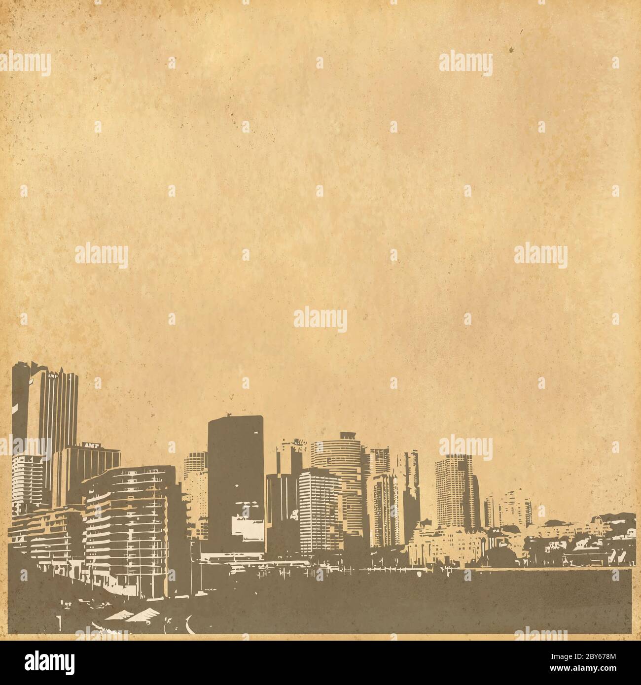 grunge image of cityscape from old paper Stock Photo - Alamy
